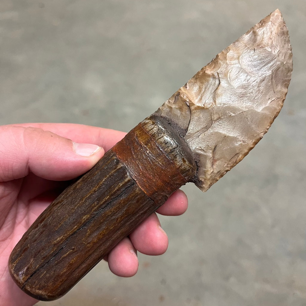 Stone Bladed Knife with Antler Handle - GoKnapping Flintknapping ...