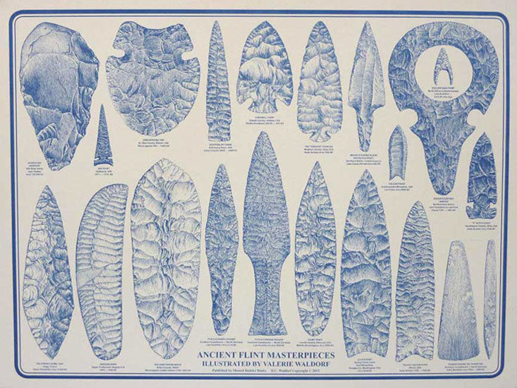 'Ancient Flint Masterpieces' Points & Blades Poster - Flint Knapping ...